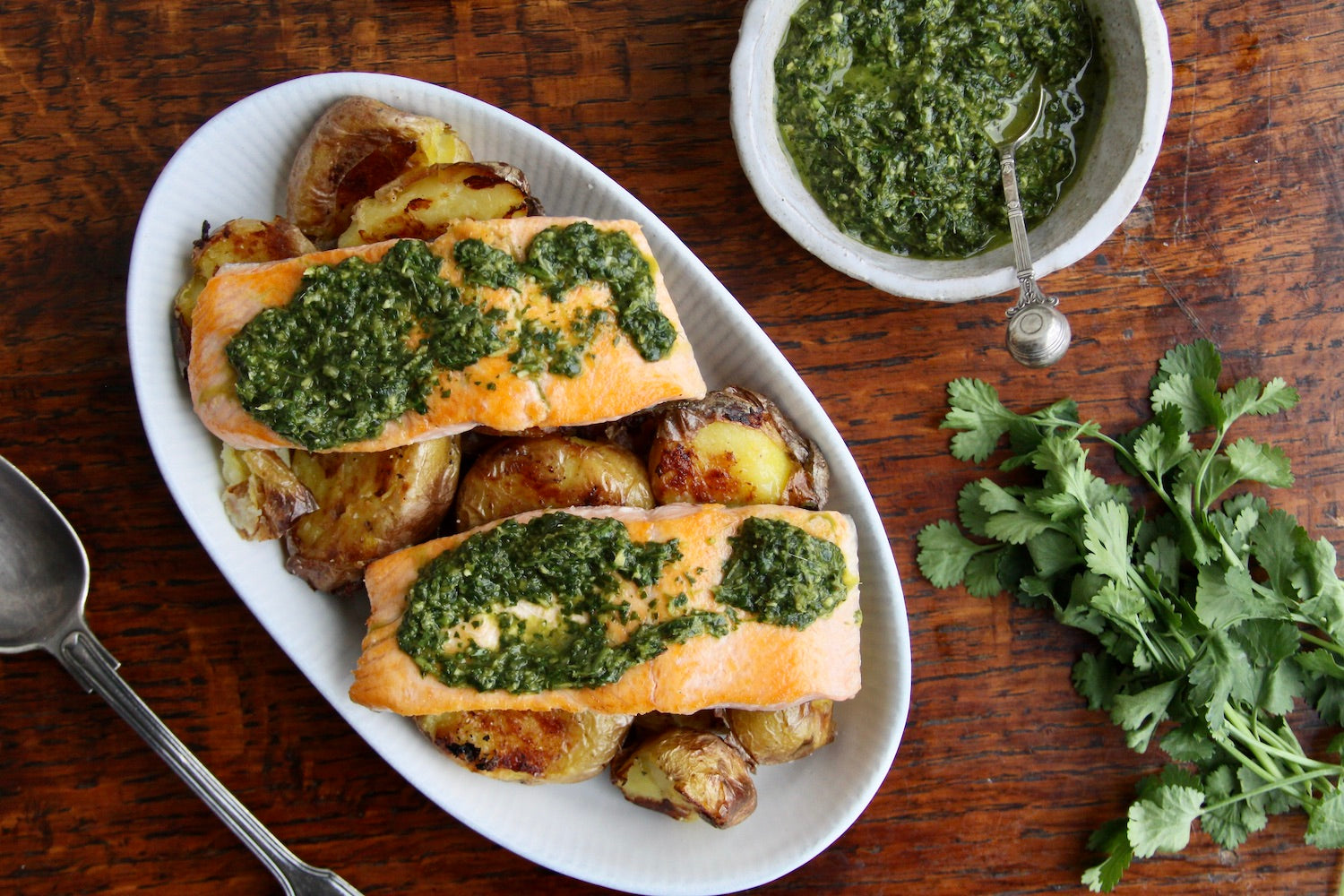 Pan Fried ChalkStream® trout with green salsa